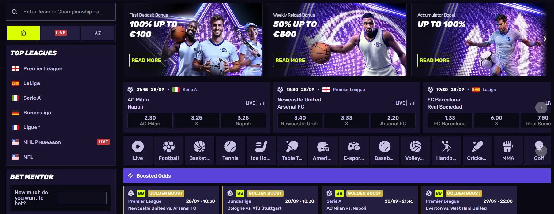 Sports Betting - Live Odds, Major Leagues, and Features - Sportuna